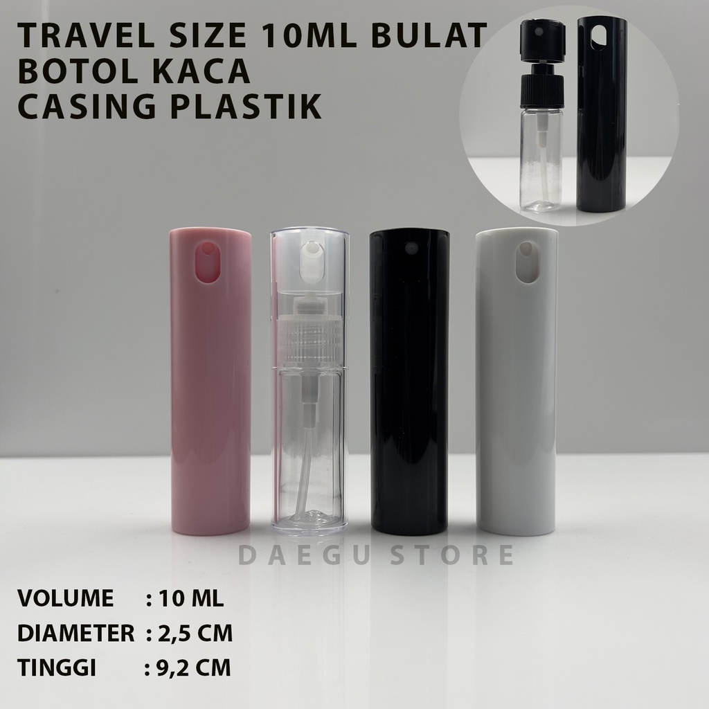Jual Botol Parfum 10ml Travel Size Spray Plastik Casing Plastik BULAT ...