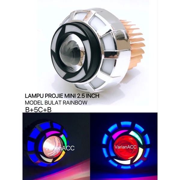 Jual LAMPU UTAMA PROJIE LED MINI 2.5 INCH MODEL BULAT RAINBOW BEAT MIO ...