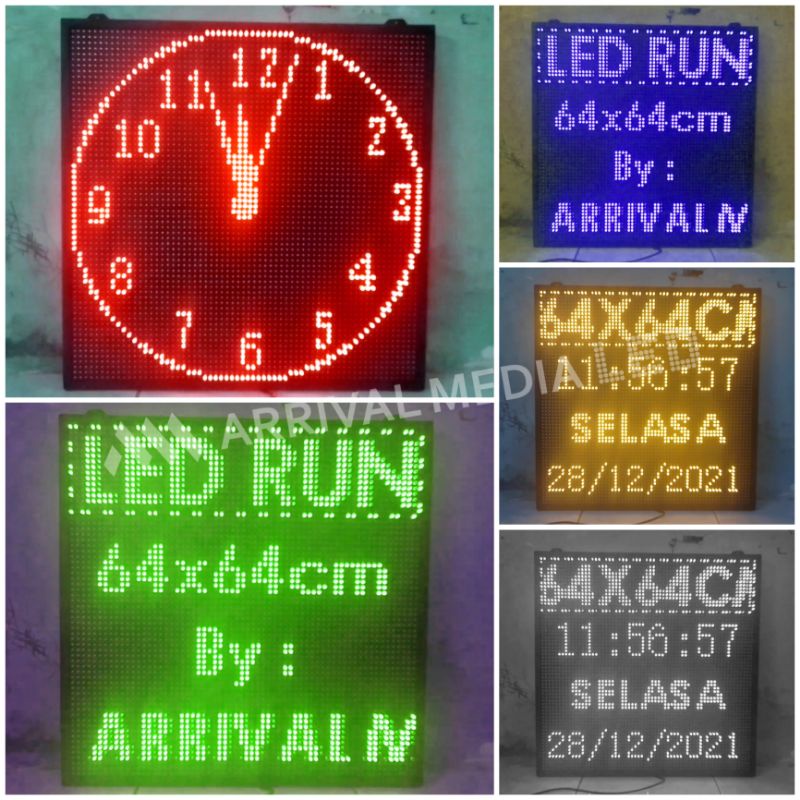 Jual LED Running Text 64x64cm Single Color "WiFi" Outdoor (Jam Analog ...