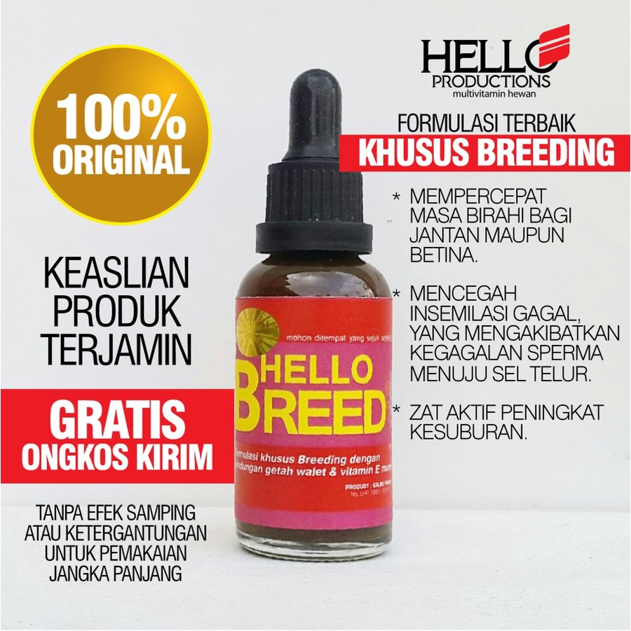 Jual Vitamin Hewan Hello Breed 30 ml/breeding/pacek/obat birahi/kawin ...