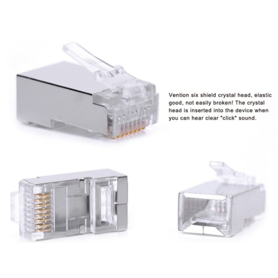 Jual [JaVis] Konektor RJ45 Cat6 Vention Cat 6 FTP Modular Head Plug ...