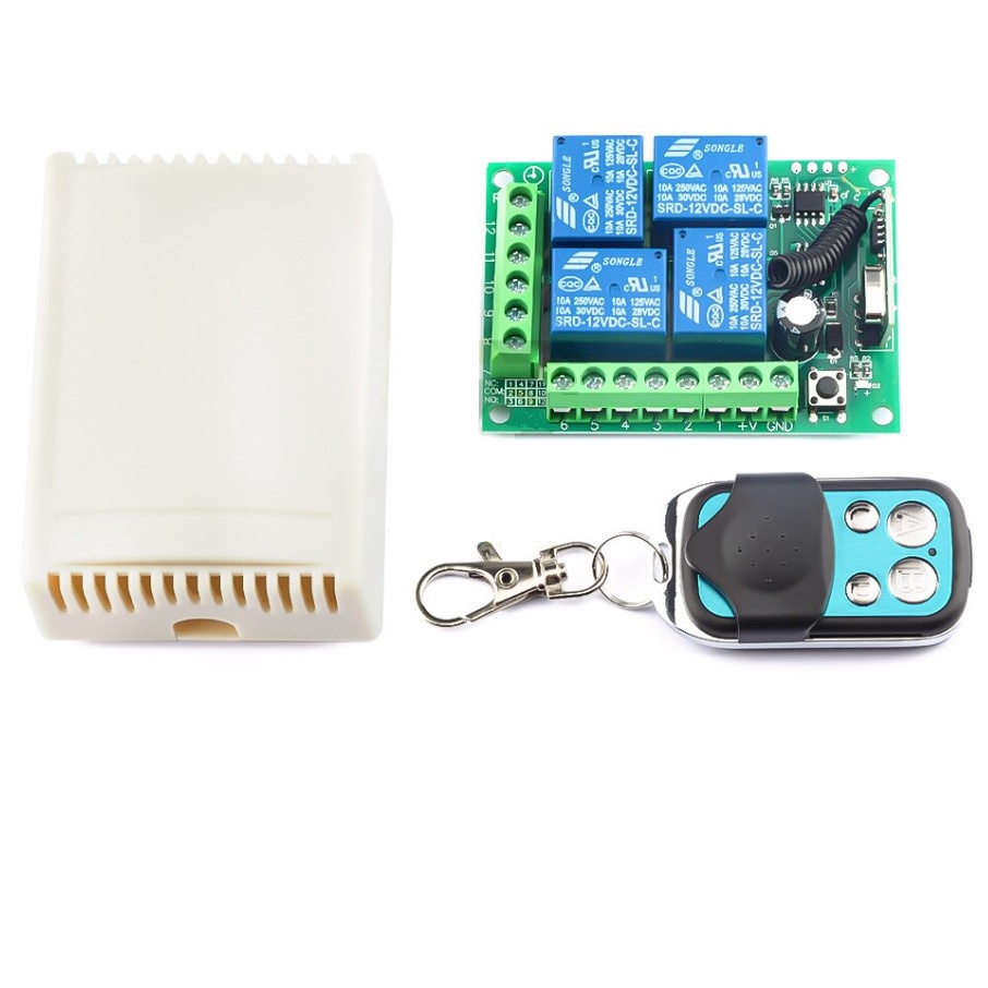 Jual Wireless 4Ch T1S 433MHz 12V RF Remote Control Relay Receiver ...