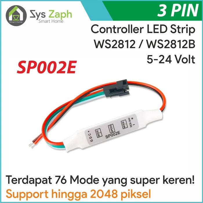 Jual Controller Mini SP002E LED Strip WS2811 / WS2812B 3 Tombol Running ...