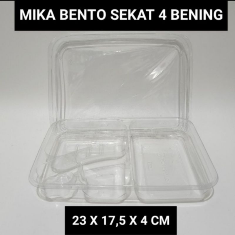 Jual [ 1 PACK ] MIKA BOX BENTO BENING SEKAT 4 + TUTUP 1 PACK ISI 50PCS ...