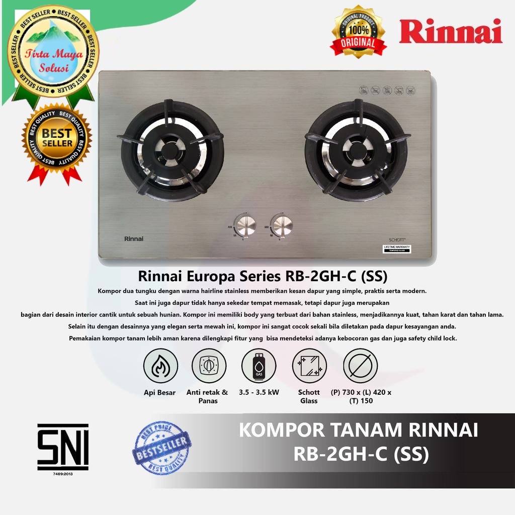 Jual Kompor Tanam 2 Tungku Rinnai RB 2 GH C Gas Banyak Pilihan Warna Kaca | Shopee Indonesia