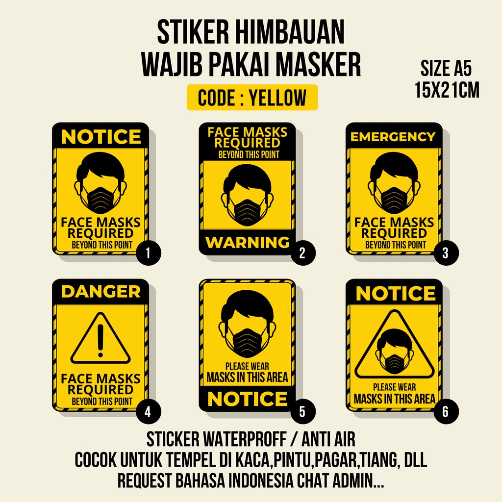 Jual Stiker Notice Himbau Wajib Pakai Masker | Shopee Indonesia