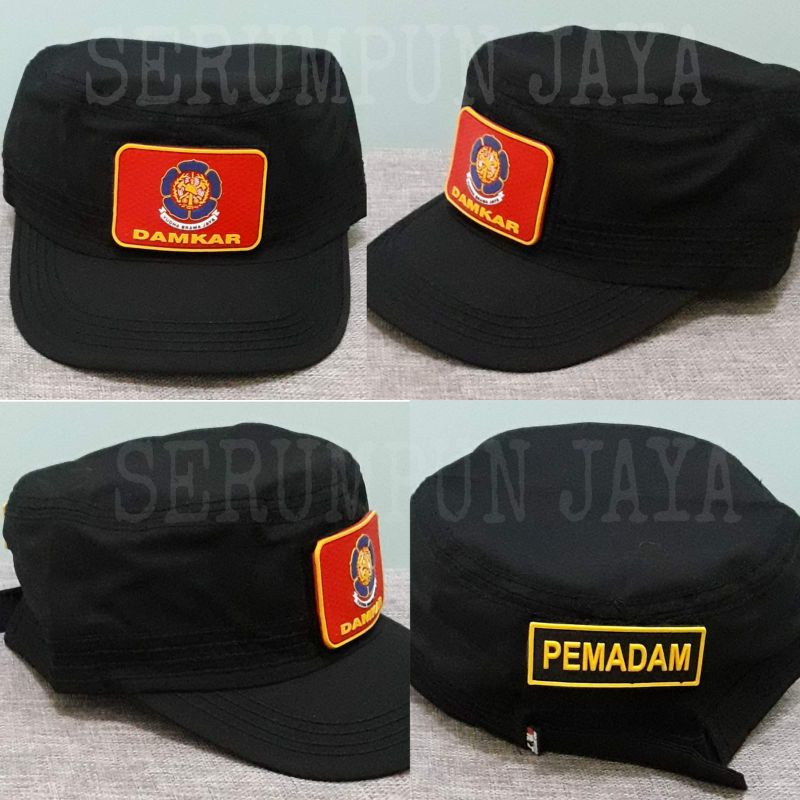 Jual TOPI KOMANDO DAMKAR - TOPI DAMKAR - TOPI KOMANDO DAMKAR VELCRO HITAM 2 PATCH | Shopee Indonesia