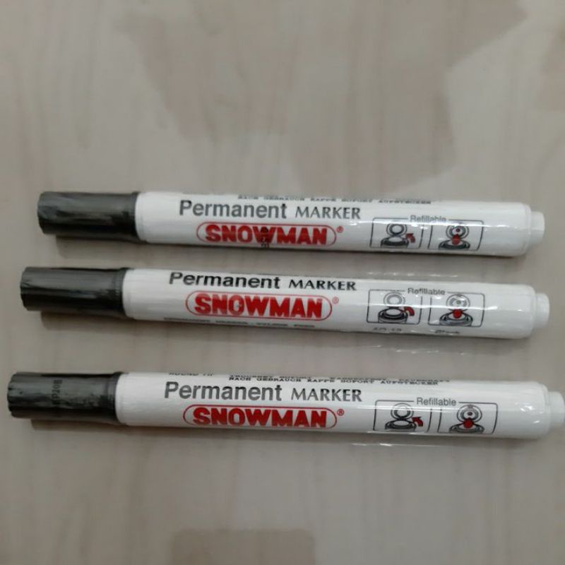 Jual (1pcs) Spidol Permanent Marker SNOWMAN Hitam AG-12 | Shopee Indonesia