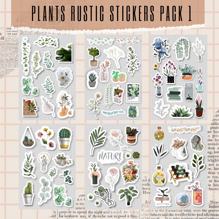 Jual [PART 1] Plants Rustic Stickers | stiker rustic | stiker aesthetic ...