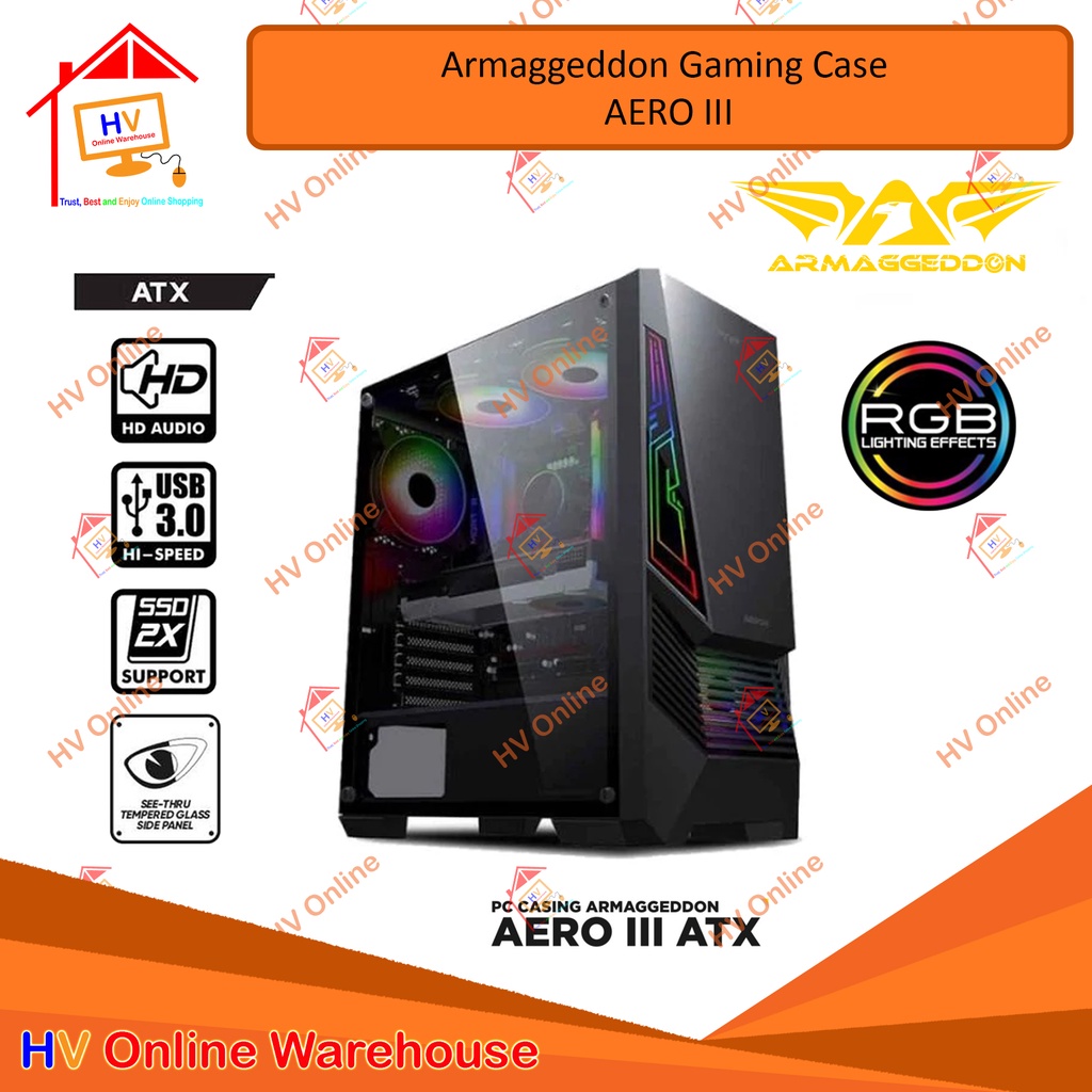 Jual Armaggeddon Gaming Case ATX Aero III Black Casing PC Komputer ...