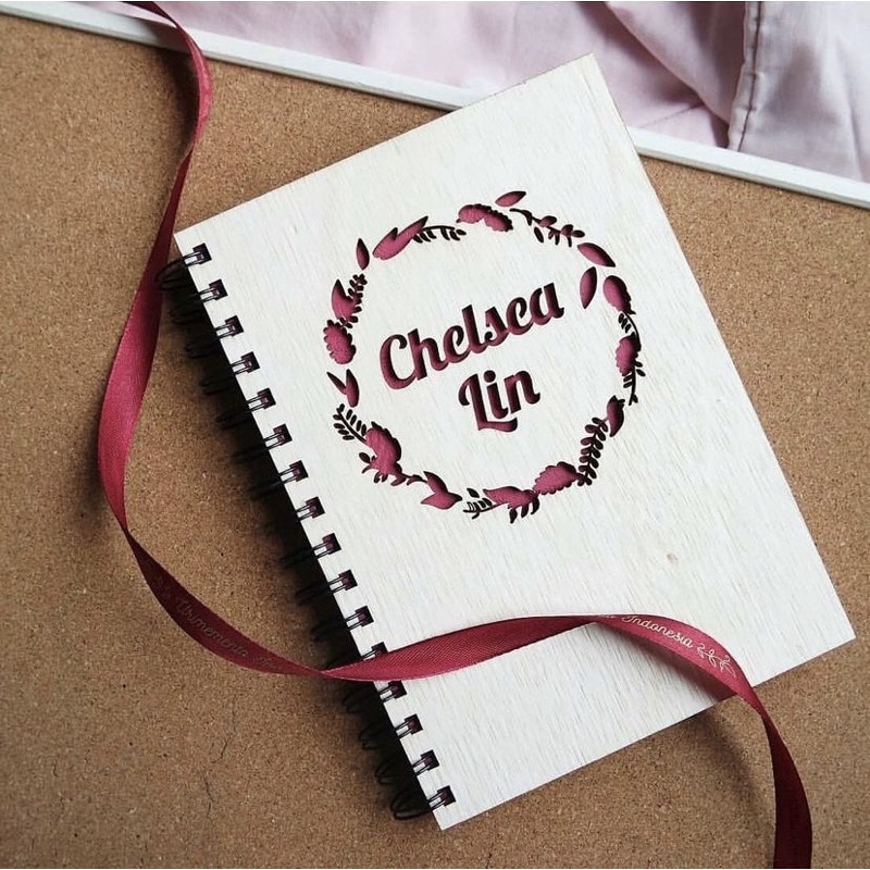 Jual Notebook cover kayu gratis desain sampul (custom by request ...
