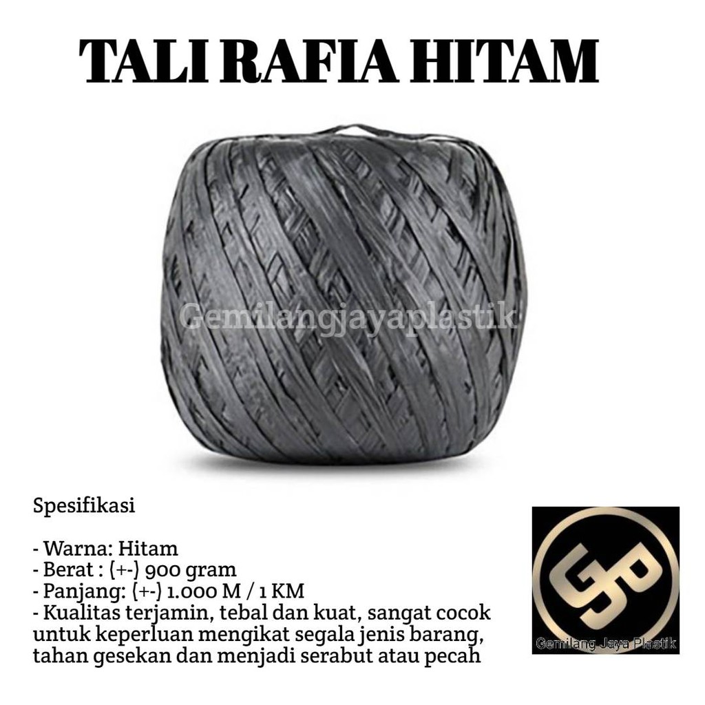 Jual Tali Plastik / Tali Rafia Hitam Serbaguna 900 gram | Shopee Indonesia
