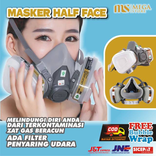 Jual Masker Respirator Masker Cat Masker Gas Beracun Zat kimia 3M Half ...