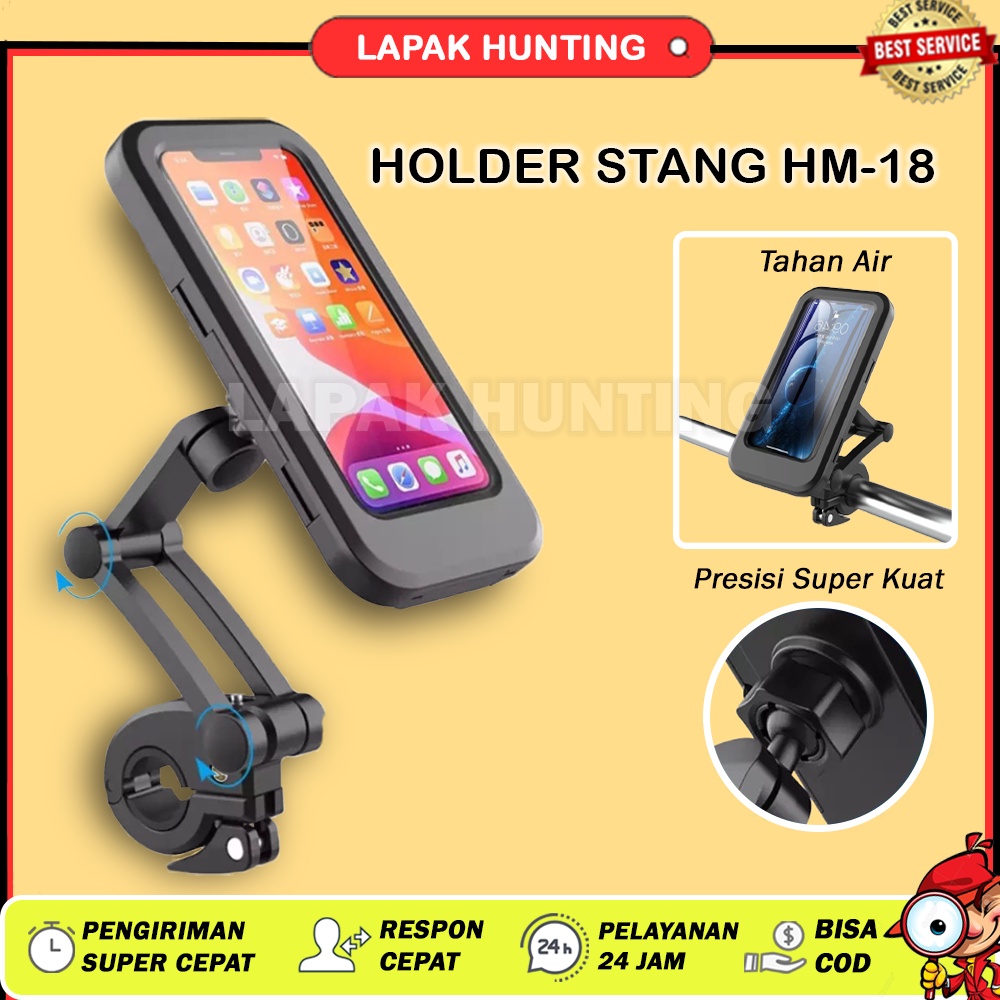 Jual HOLDER HP MOTOR STANG HM18 KUAT ANTI AIR WATERPROOF HOLDER SEPEDA MOTOR 360 DERAJAT PHONE ...