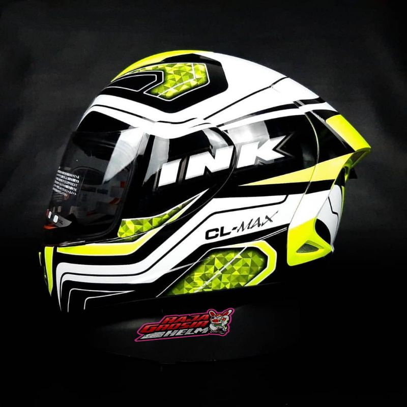 Jual HELM INK CLMAX MOTIF SERI 5 WHITE BLACK YELLOW FLUO HELM TOURING ...