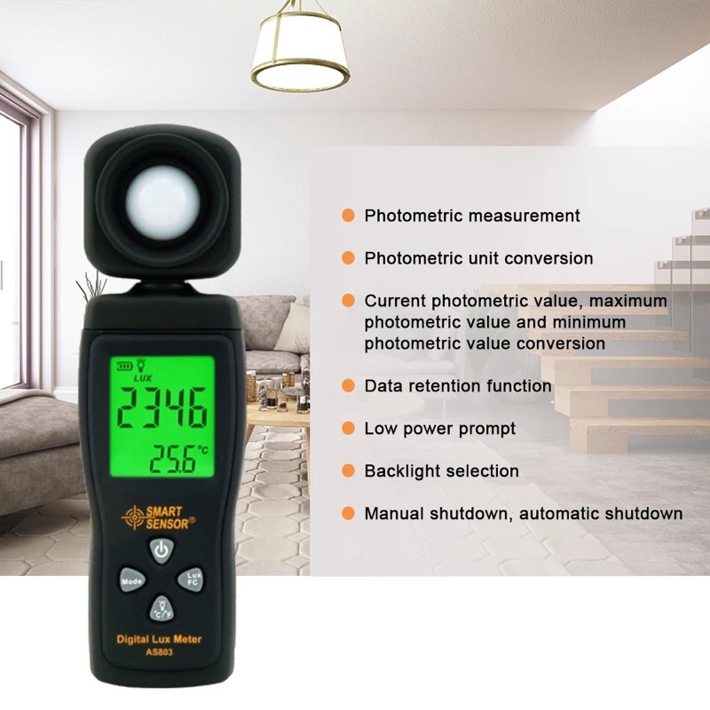 Jual Alat Ukur Intensitas Cahaya Smart Sensor AS803 Luxmeter Digital ...