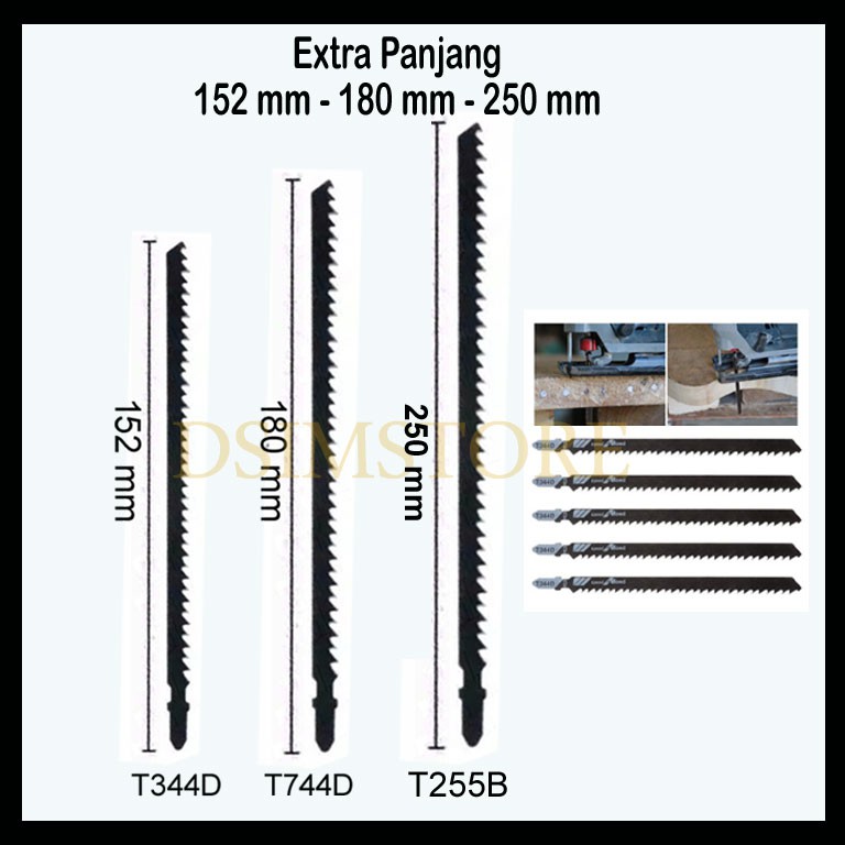 Jual mata gergaji jigsaw super panjang / mata table jig saw 152mm/180mm ...