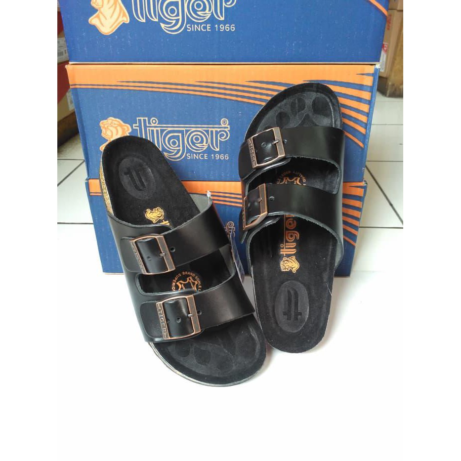Jual SANDAL KULIT KLASIK TIGER SB 16 HITAM FULL ORIGINAL | Shopee Indonesia