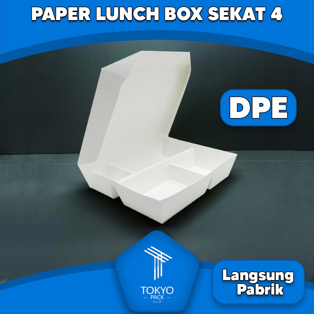 Jual Paper Lunch Box Sekat 4 Ukuran Small/Paper Box Sekat 4 Ukuran ...