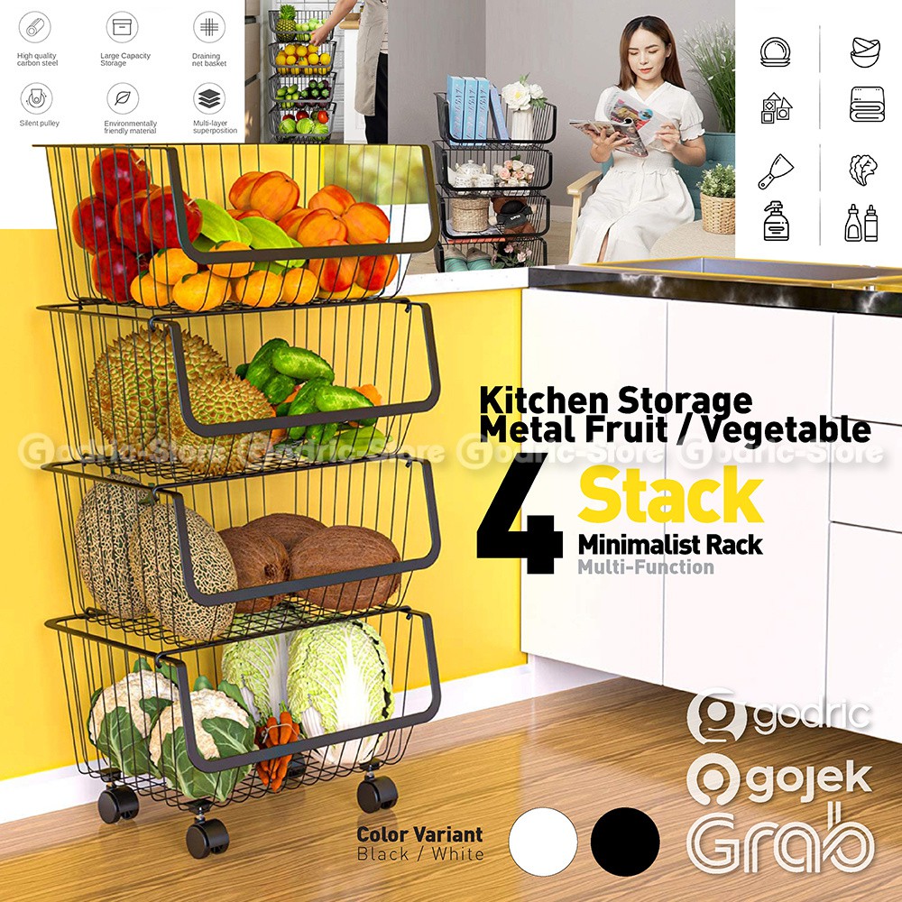 Jual Rak Buah Rack Sayur Dapur 4 LAYER Stainless Tempat Penyimpanan ...