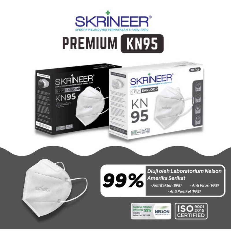 Jual SKRINEER KN95 PREMIUM MASK 5 PLY EARLOOP ISI 10 Pcs WARNA PUTIH ...