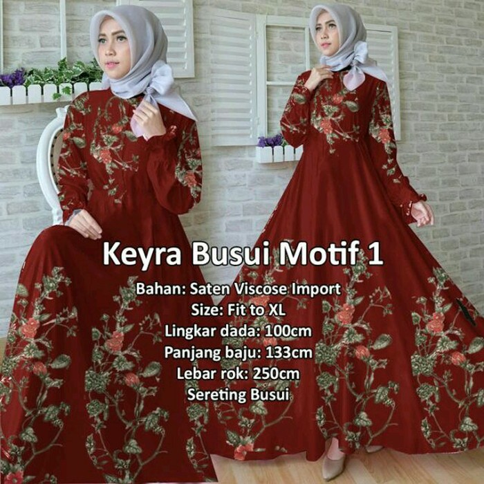 Jual Flash 035 MAXI DRESS BUNGA MAROON/ PINK/ HITAM/ NAVY KEYRA MOTIF 1 ...