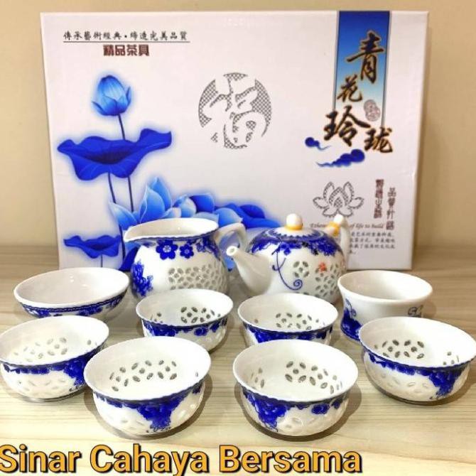 Jual Chinese Tea Set Keramik Tea Pot Tea Cup Bunga Biru | Shopee Indonesia
