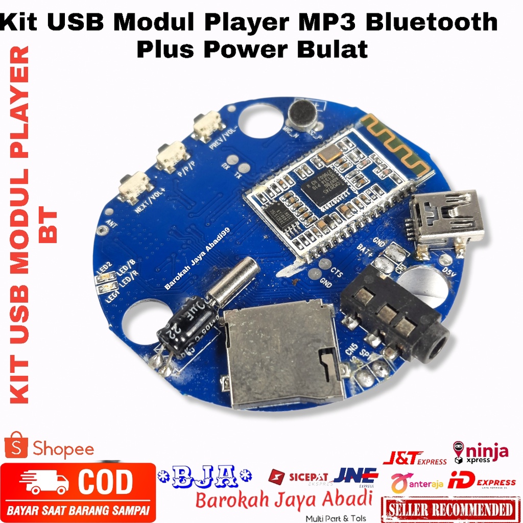 Jual kit USB modul player mp3 bluetooth plus power bulat | Shopee Indonesia