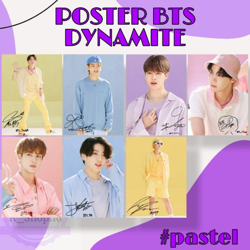 Jual [READY]MINI POSTER BTS DYNAMITE PASTEL+TTD (Gratis Packing Kardus ...
