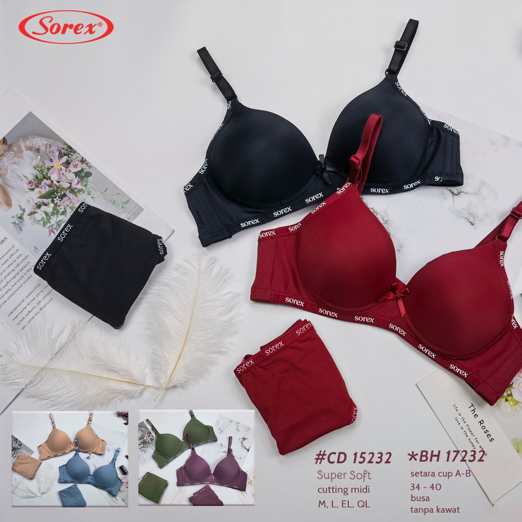 Jual Bra Busa Tanpa Kawat Sorex Kait 2 Setara Cup B BH Harian Casual Style Bra 17232 | Shopee ...