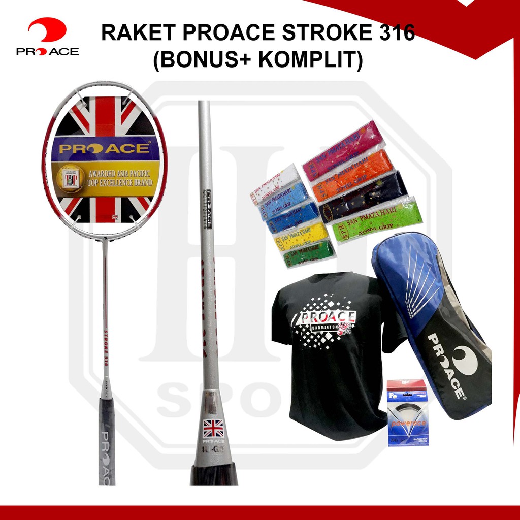 Jual Raket Original Pro Ace Stroke 316 Bonus Komplit Badminton | Shopee ...