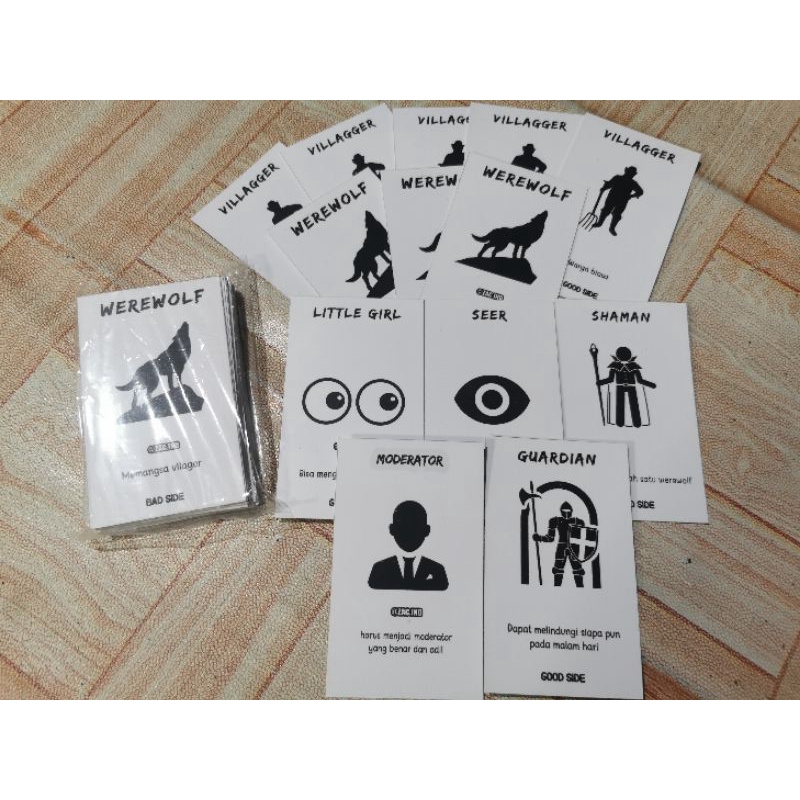 Jual mainan kartu werewolf board game card rubah serigala mafia games ...