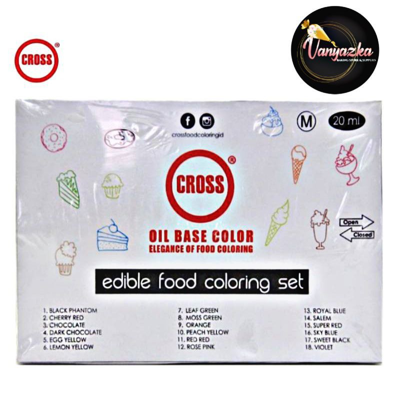 Jual Pewarna Makanan/Food Coloring Cair Halal Cross 1 Set (18 warna ...