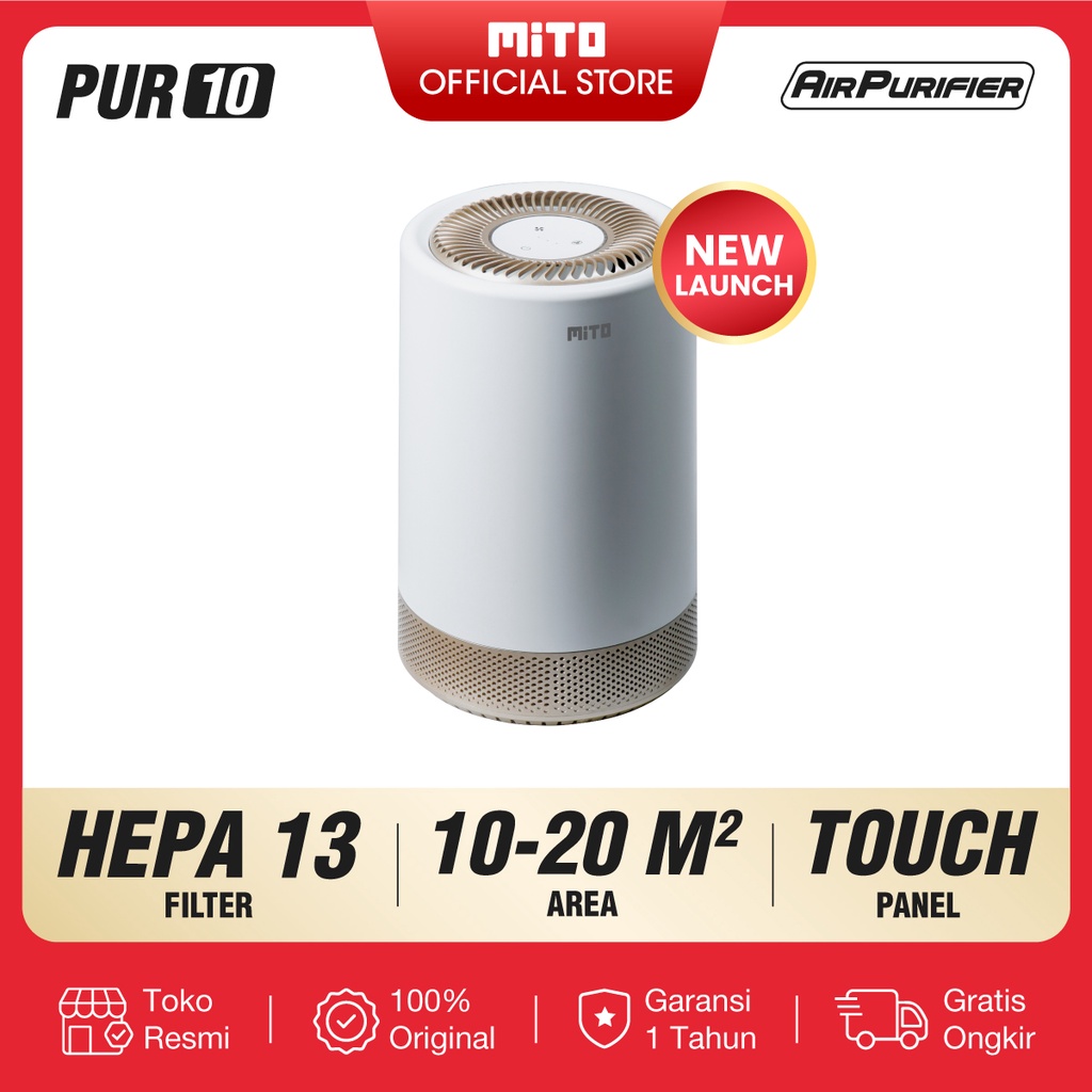 Jual Mito Air Purifier 10 Alat Pembersih Udara with HEPA13 Filter, Sinar UV-C, Alergy Protection ...