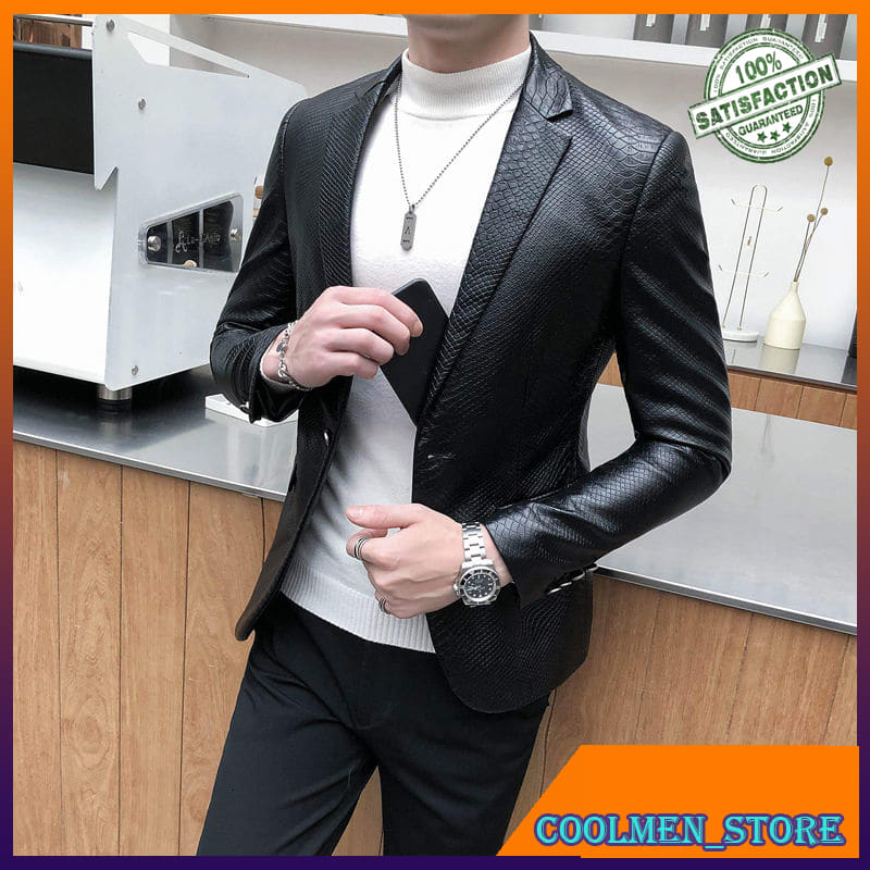 Jual Jas Blazer Pria Slimfit Eksklusif Autumn Mens Leather Jacket ...