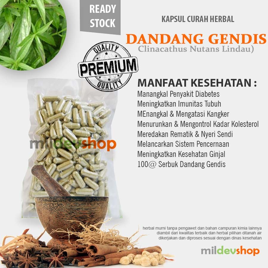 Jual DANDANG GENDIS 100 Kapsul Herbal Diabetes Kolesterol Ginjal ...
