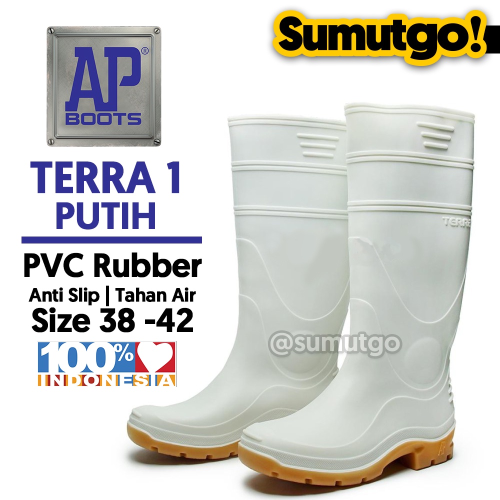 Jual AP Boots Terra 1 Putih Sepatu Karet PVC Boot Hujan Tinggi Anti Air ...