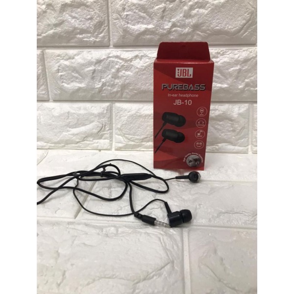 Jual Headset Earphone JBL JB10 PureBass + Mic | Shopee Indonesia