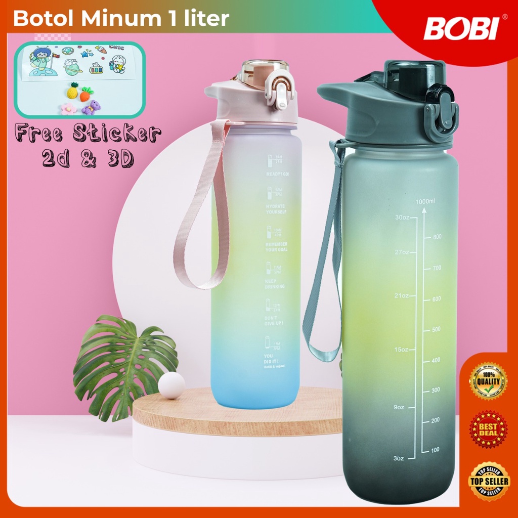Jual Botol Air Minum Motivasi 1 Liter kode 268-1 / Botol Viral 1 Liter ...