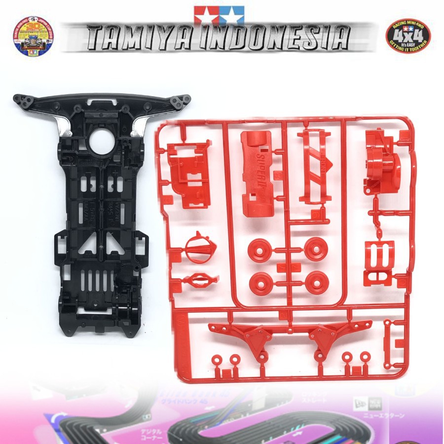 Jual TAMIYA CHASSIS SUPER 2 BLACK (PC-ABS) + Gearbox Red set (Loose Kit ...