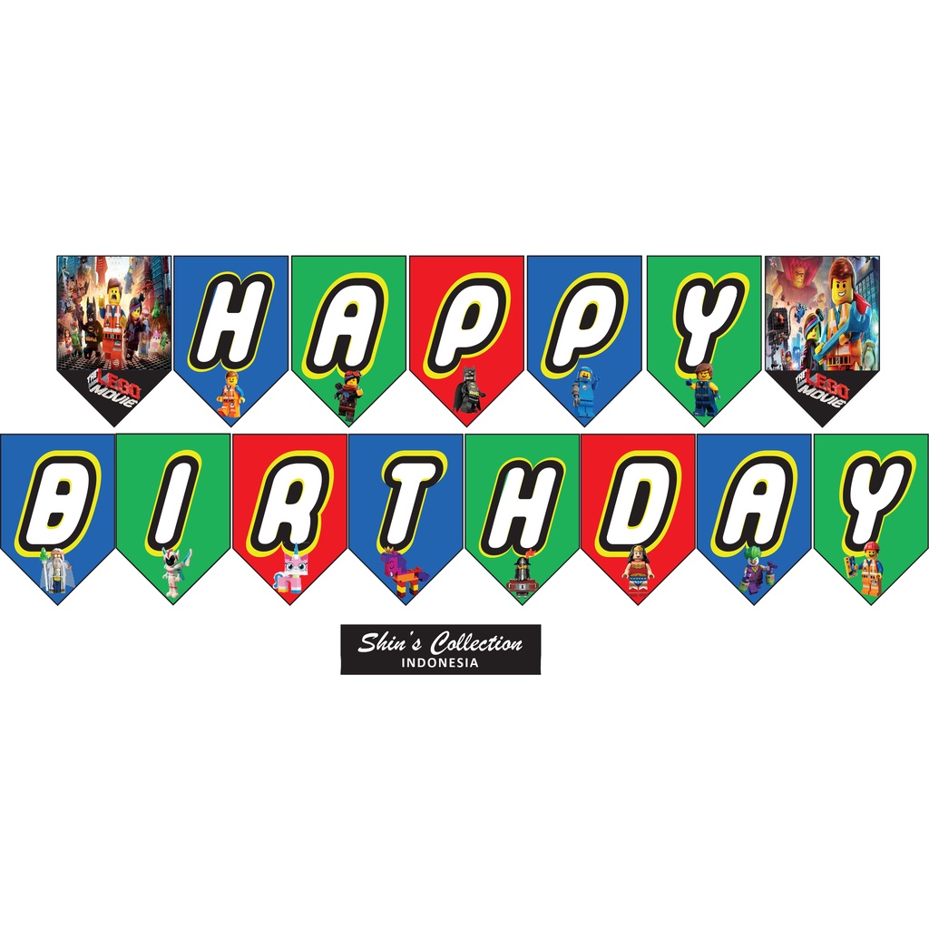Jual Banner bunting flag happy birthday ulangtahun Lego The Movie set ...