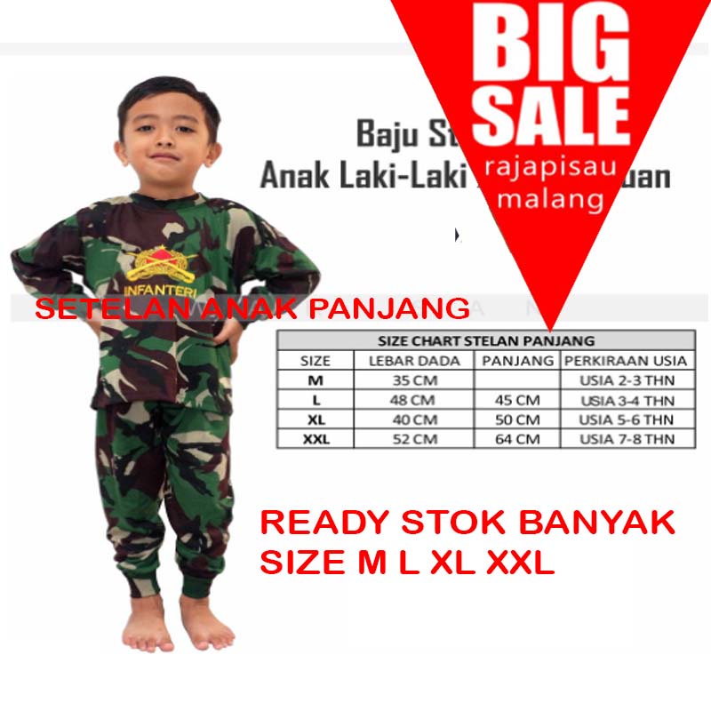 Jual RPM SETELAN Baju anak / kaos Tentara anak Stelan / Kaos TNI anak tangan panjang / Baju ...