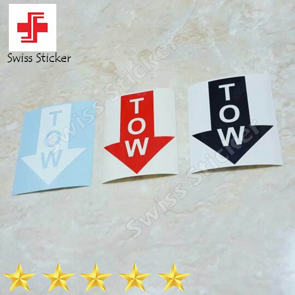 Jual Grosir stiker TOW (tanda panah) untuk penunjuk Towing Hook atau ...