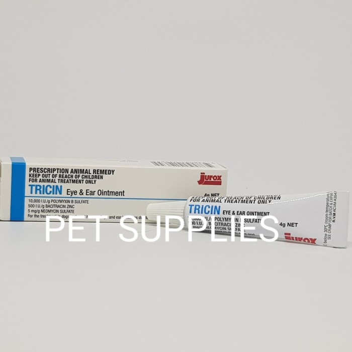 Jual salep antibiotik mata dan telinga anjing kucing, TRICIN (4 gr ...