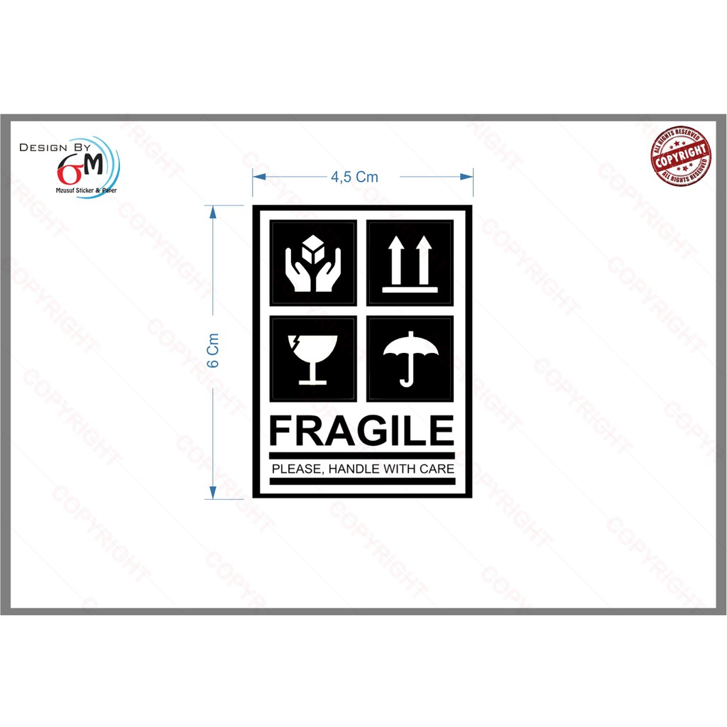 Jual Stiker Label Fragile Hitam (1pack=100 pcs) | Shopee Indonesia