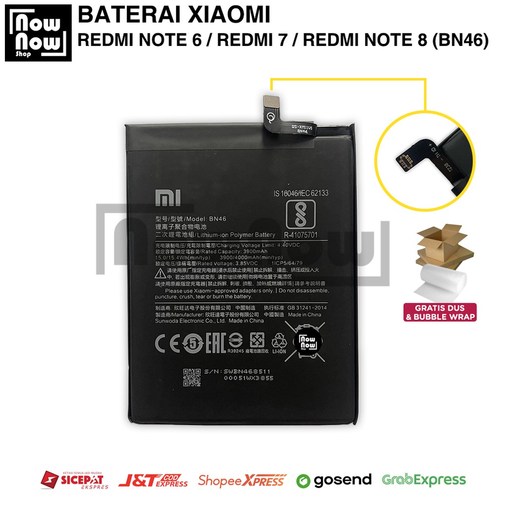 Jual Baterai Xiaomi Redmi 7 / Redmi Note 8 / Redmi Note 6 BN46 BN 46 ...