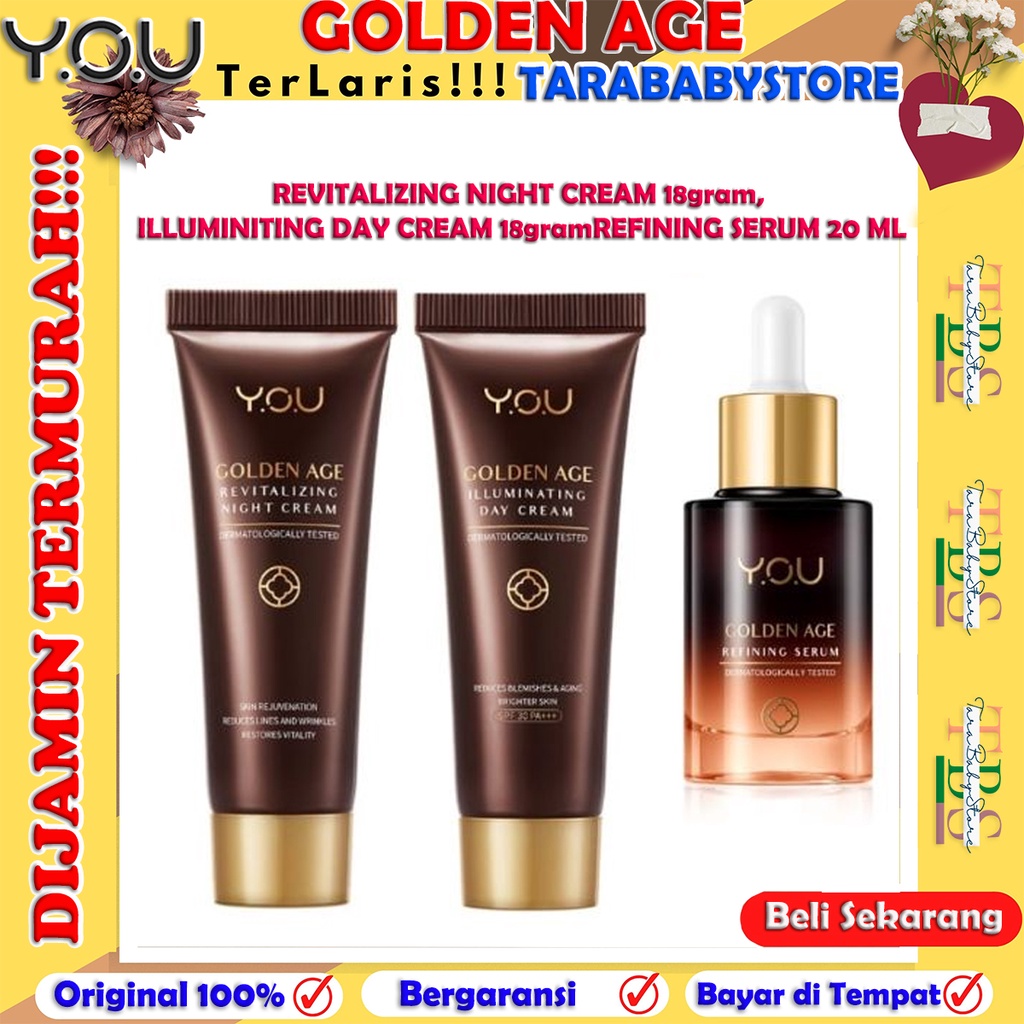Jual Kosmetik You Golden Age 3 in 1 Refining Serum/Day&Night Cream 18gr ...