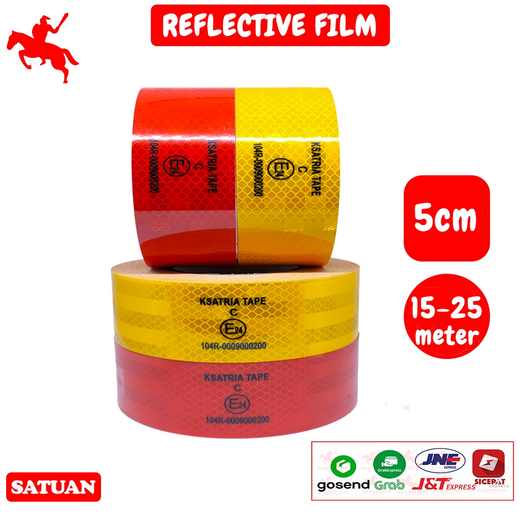 Jual Lakban Reflective Merah Kuning / Reflective Tape Pemantul Cahaya ...