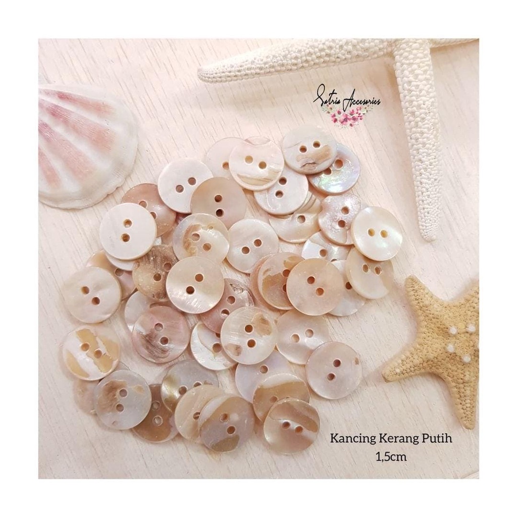 Jual Kancing Kerang/Kancing Kerang Putih Ukuran 1,5Cm Dan 1,3cm/Kancing ...