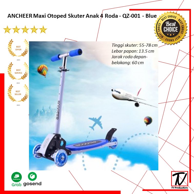 Jual Skuter Maxi Otoped Skuter Anak 4 Roda - Blue | Shopee Indonesia
